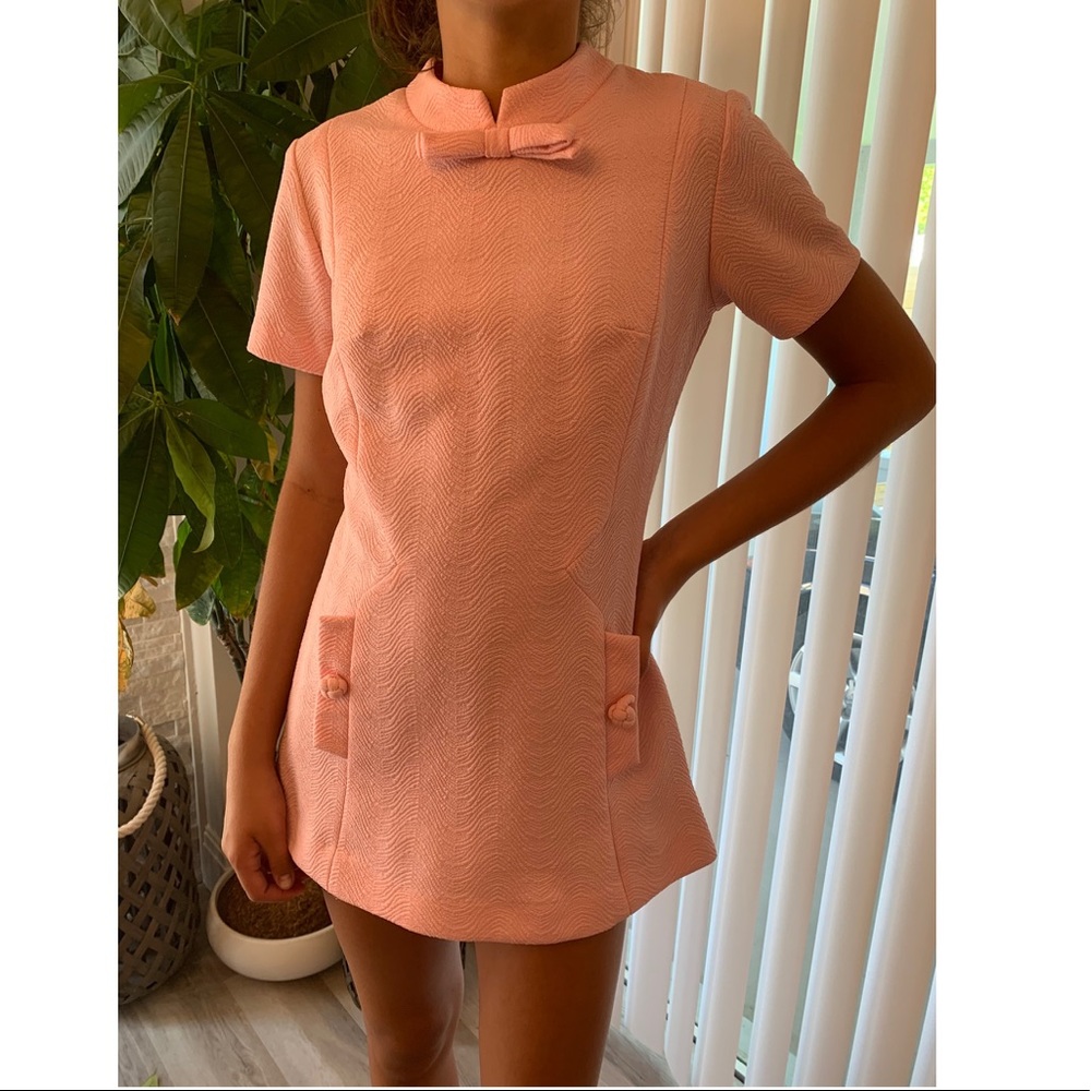 Vintage College Girl Pink Mini Dress 40s 50s 60s - Gem